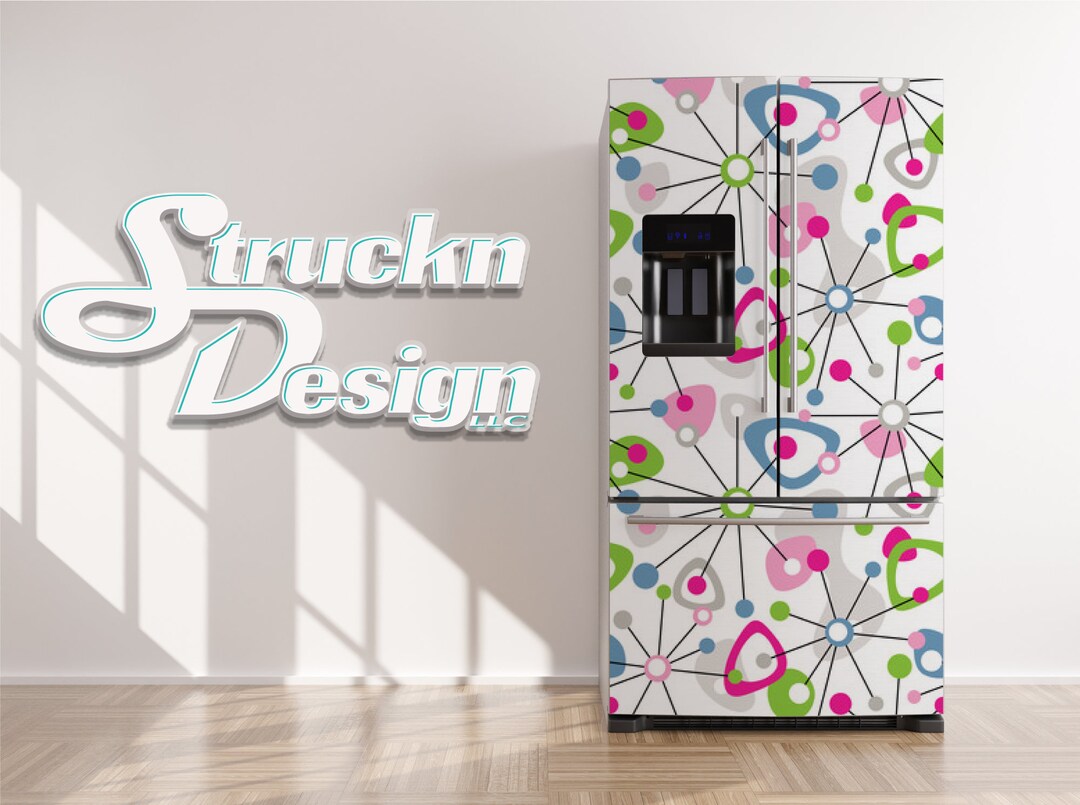 Mid Century Modern Atomic Star Pink Green Refrigerator Fridge Freezer ...