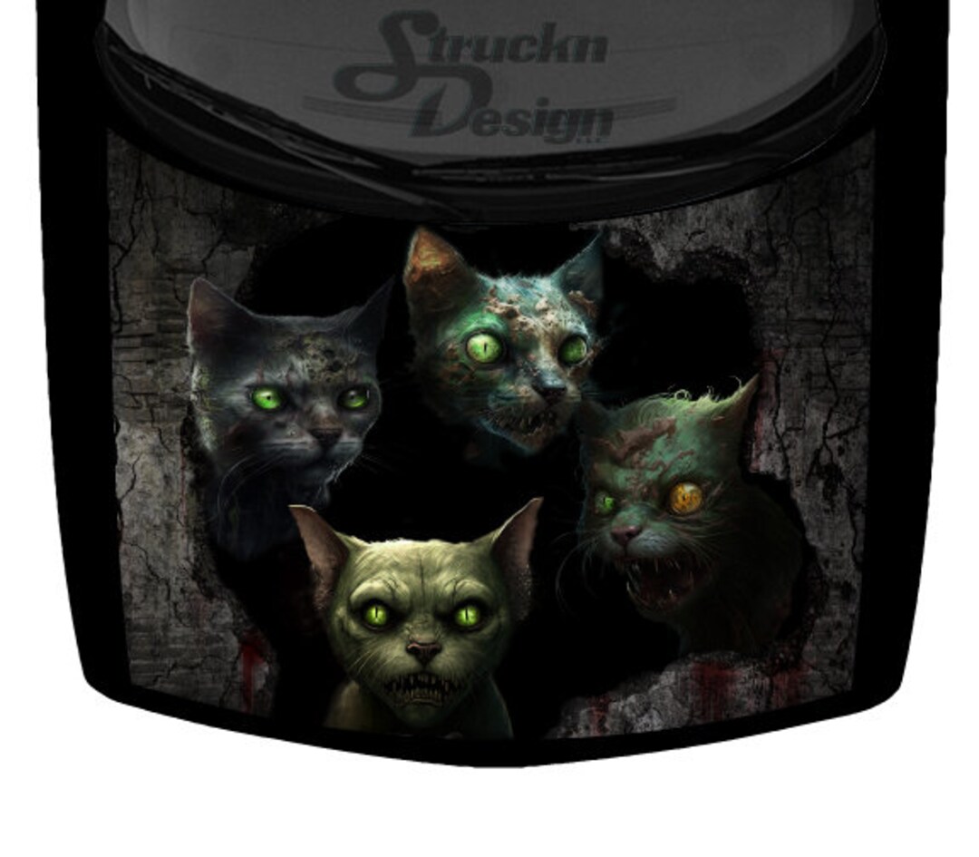 Vibrant Dark Black Gory Zombie Cats Green Eyes Fierce Car Pickup Truck ...