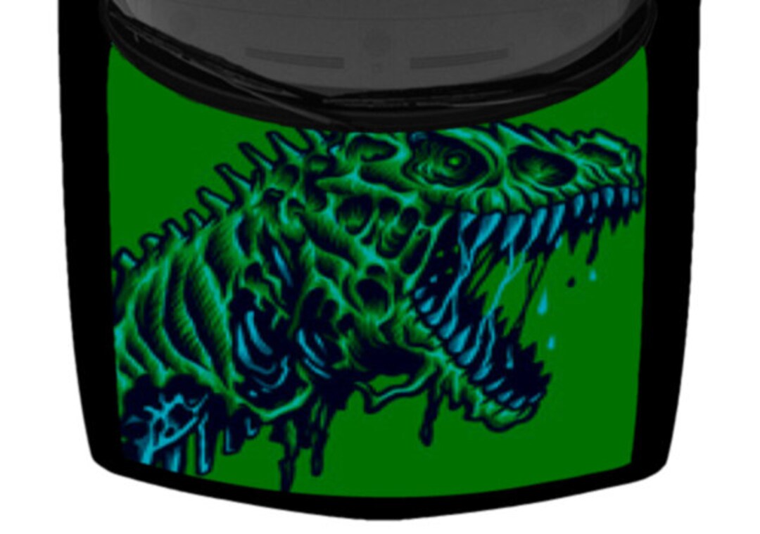 Zombie Raptor Dinosaur Truck Car Hood Wrap Vinyl Graphic Decal Green ...