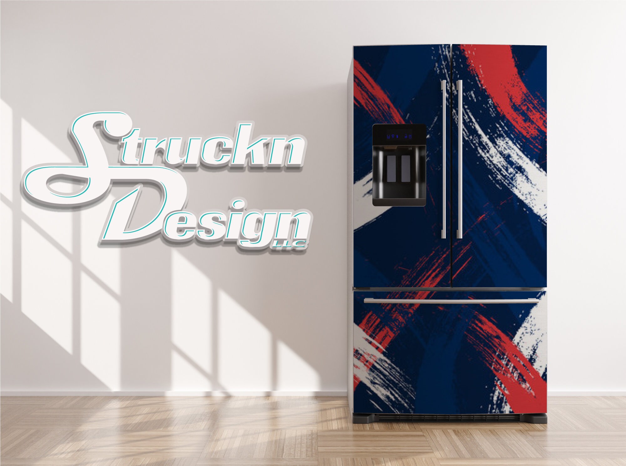 Red White Blue Paint Brush Strokes Texture Refrigerator Fridge Freezer ...