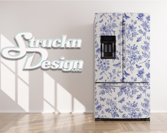 3D White Fridge Wrap Geometric Refrigerator Wrap Vinyl Side by Side Top ...