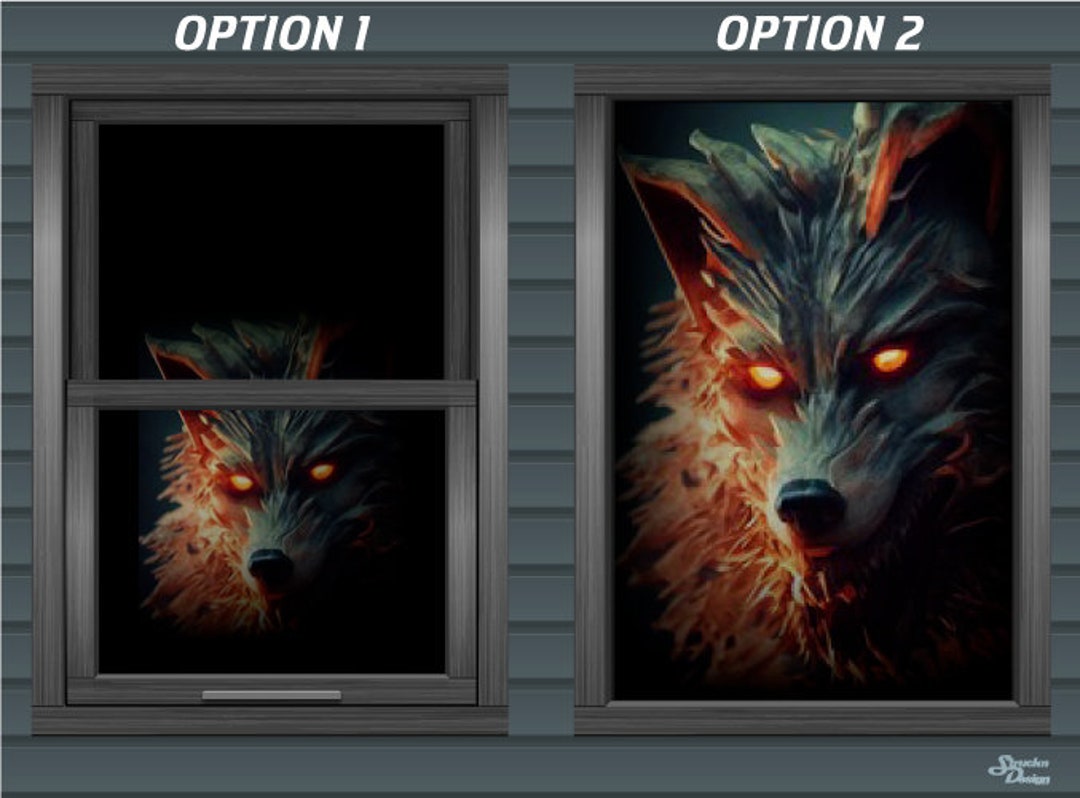 Dark Horror Fierce Angry Werewolf Wolf Window Backlit Wall Backdrop ...