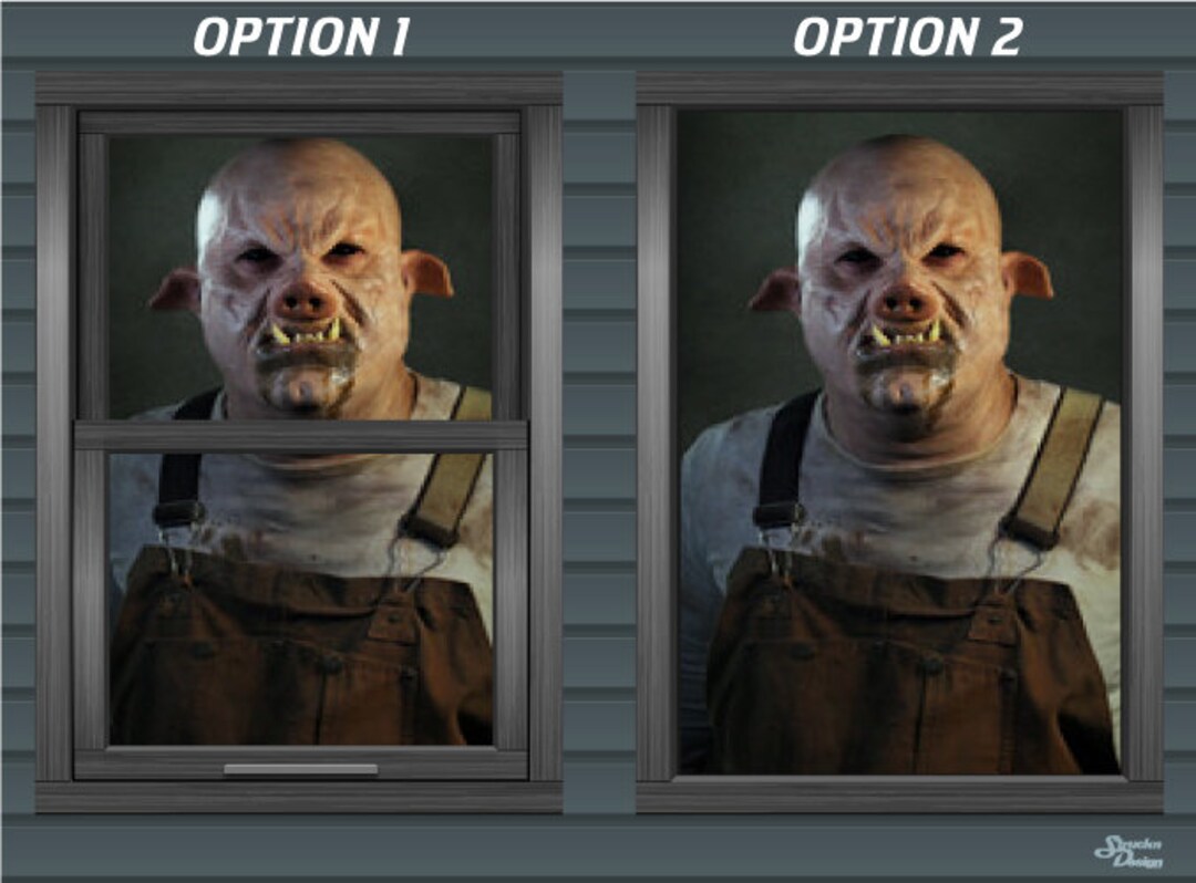 Monster Man Pig Man Scary Face Horror Window Backlit Wall Backdrop ...