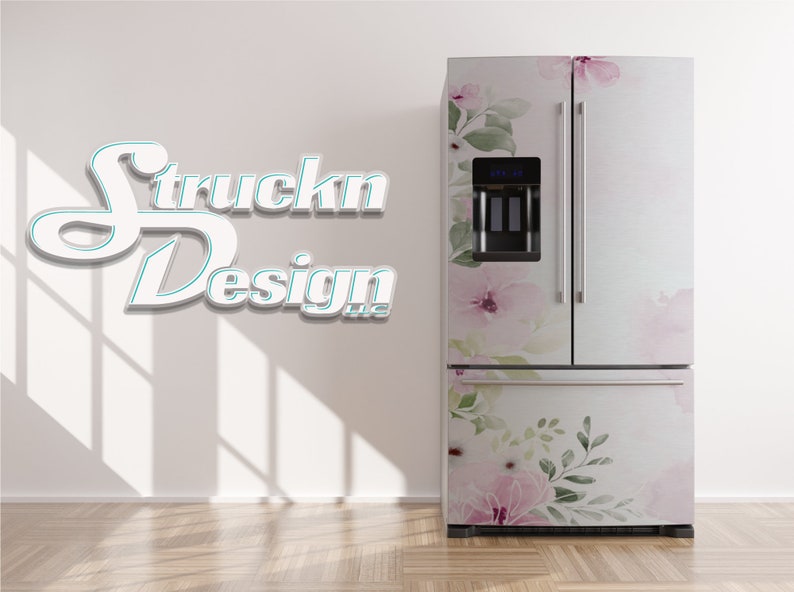 Watercolor Pink Flowers Foliage Paint Texture Refrigerator - Etsy