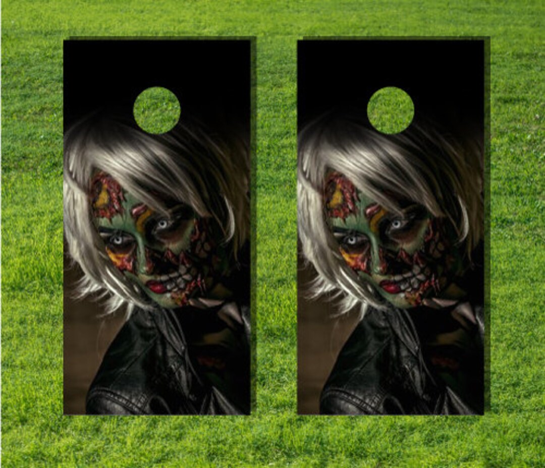 Dead Zombie Scary Sexy Blood Woman on Wood Floor Corn Hole Cornhole ...