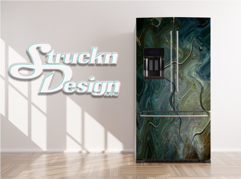 Smoky Marble Color Design Refrigerator Fridge Freezer Wrap Side by Side ...