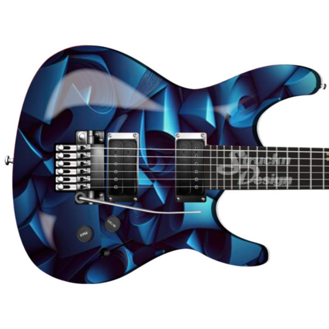 Cyan Block Dark Light Electric Guitar Bass Metal Vinyl Wrap Skin Decal ...
