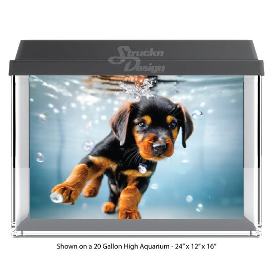 Rottweiler Puppy Swimming Underwater Water 10mil Polyester Fish Tank ...