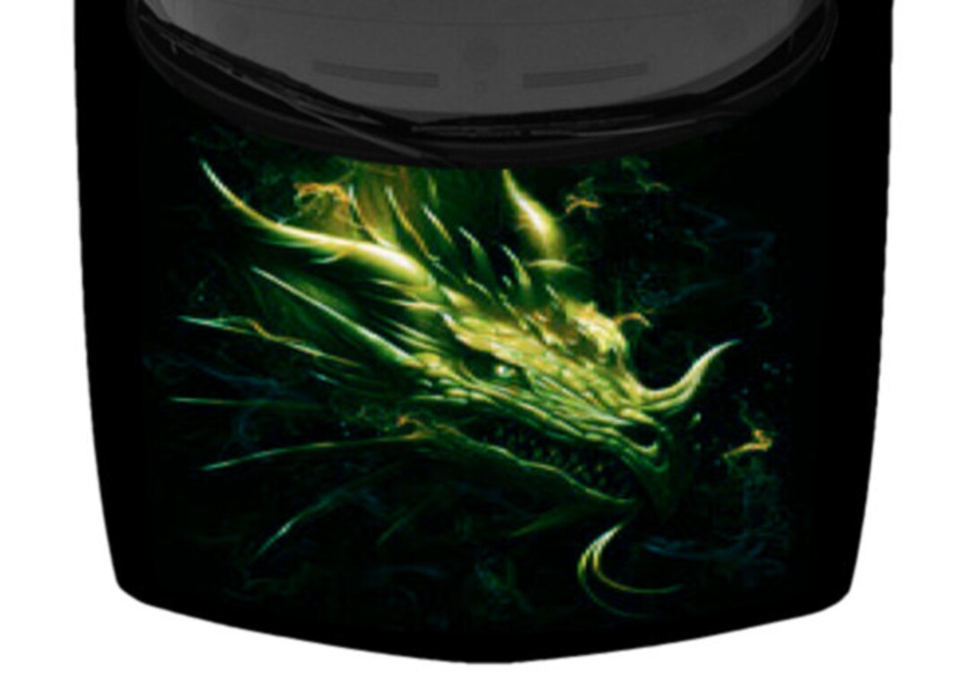 Scaled Dragon Face Green Snarling Truck Vinyl Auto Kapuze Wrap Grafik ...