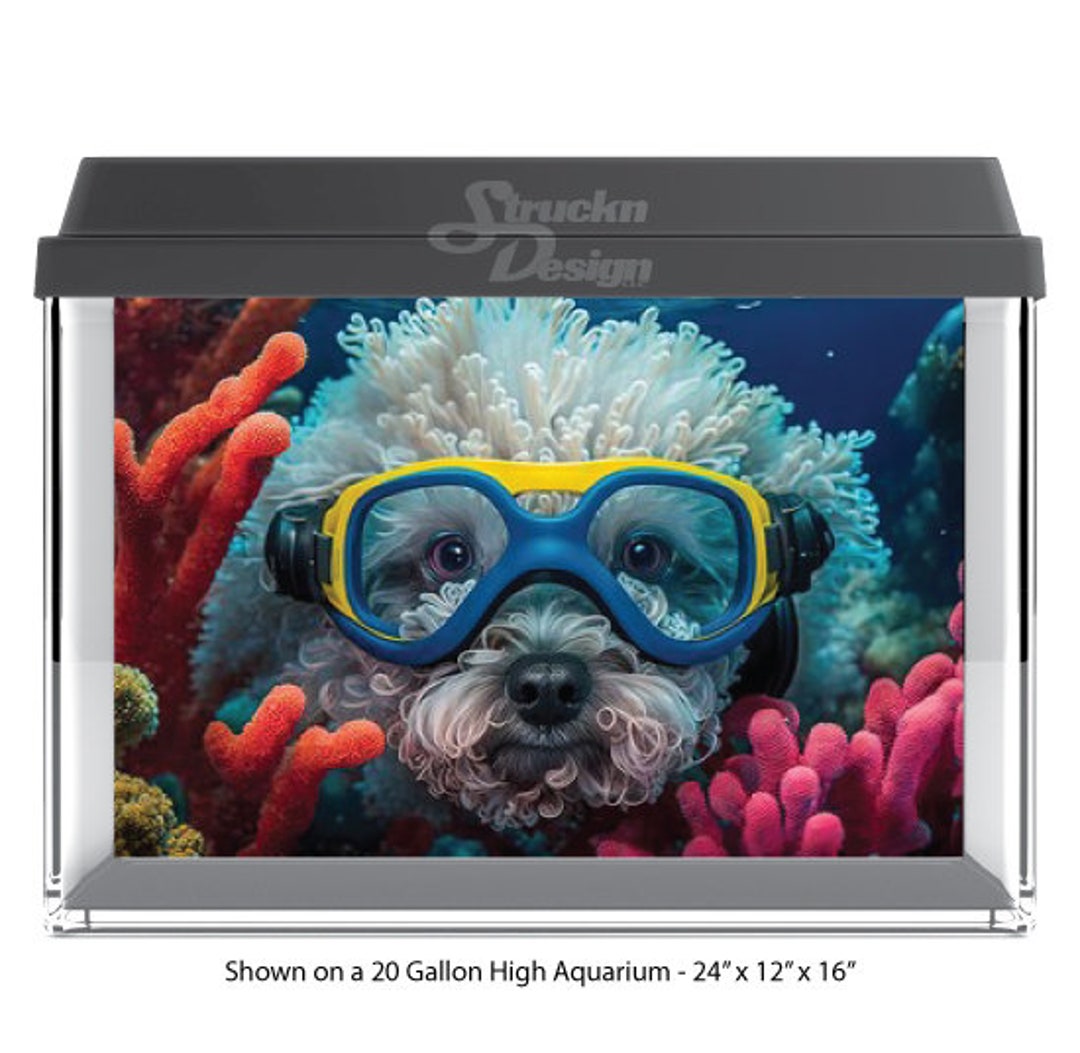 Scuba Diving Cute White Dog Underwater Coral Reef 10mil Polyester Fish ...