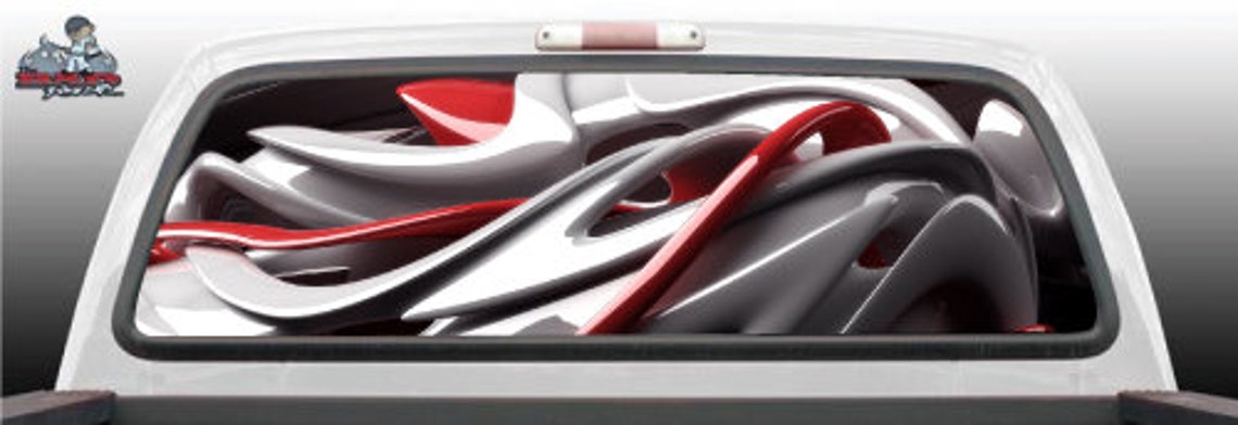 Design 3D Red White Printed Rear Window Decal Graphic Truck - Etsy
