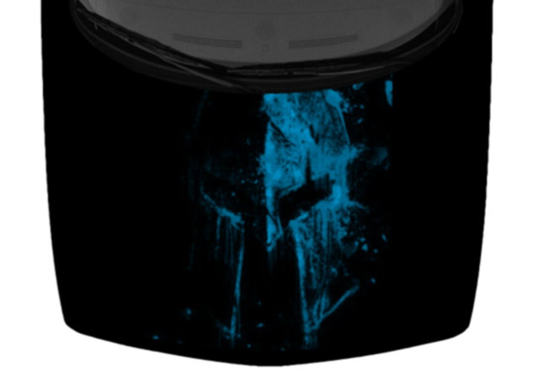 Distressed Spartan Helmet Dark Cyan Black Truck Car Hood Wrap Vinyl ...