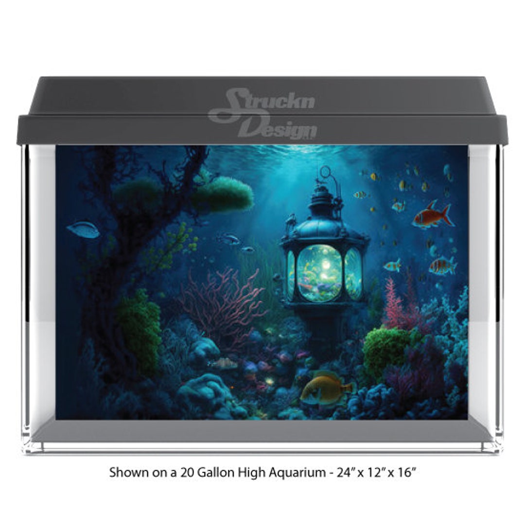 Underwater Sea Lantern Blue Fantasy Fish 10mil Polyester Aquarium Tank ...