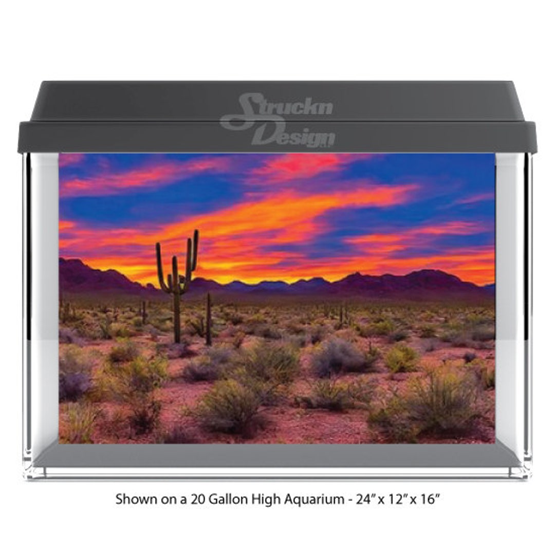 Desert Landscape Cacti Vibrant Sunset Underwater 10mil Polyester Fish ...