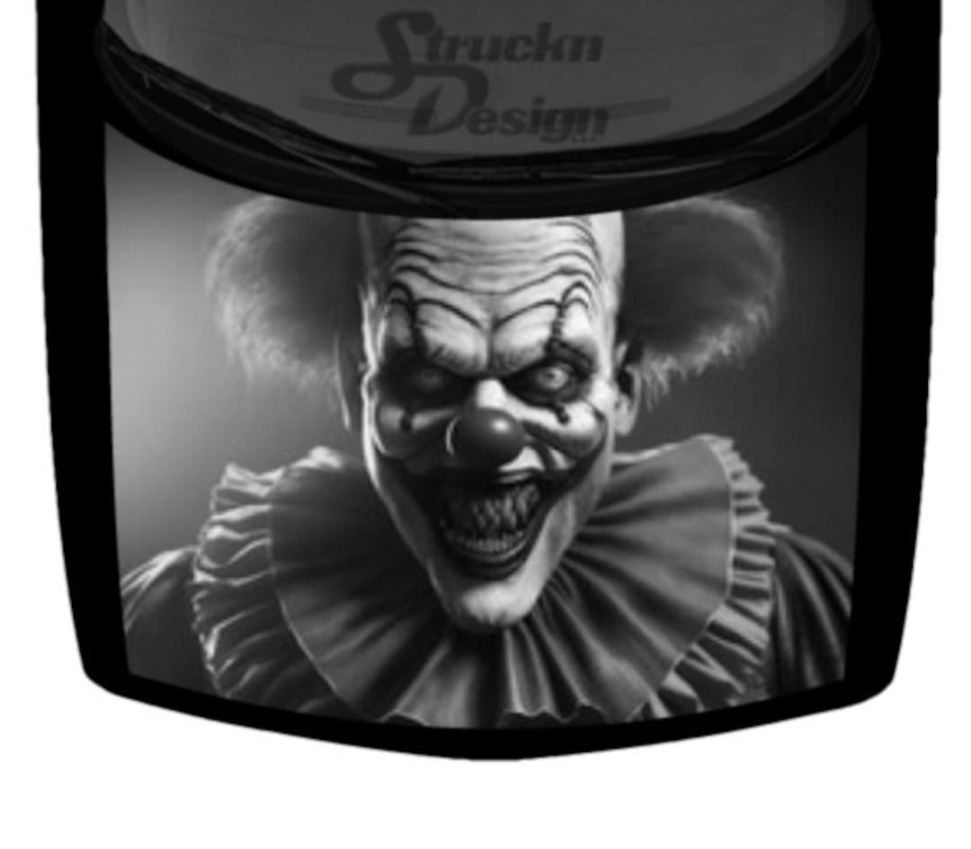 Gray Evil Creepy Dark Clown Smiling Foggy Scary Red Car Pickup Truck ...