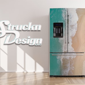 Sandy Beach Teal Blue Ocean Waves Refrigerator Fridge Freezer - Etsy