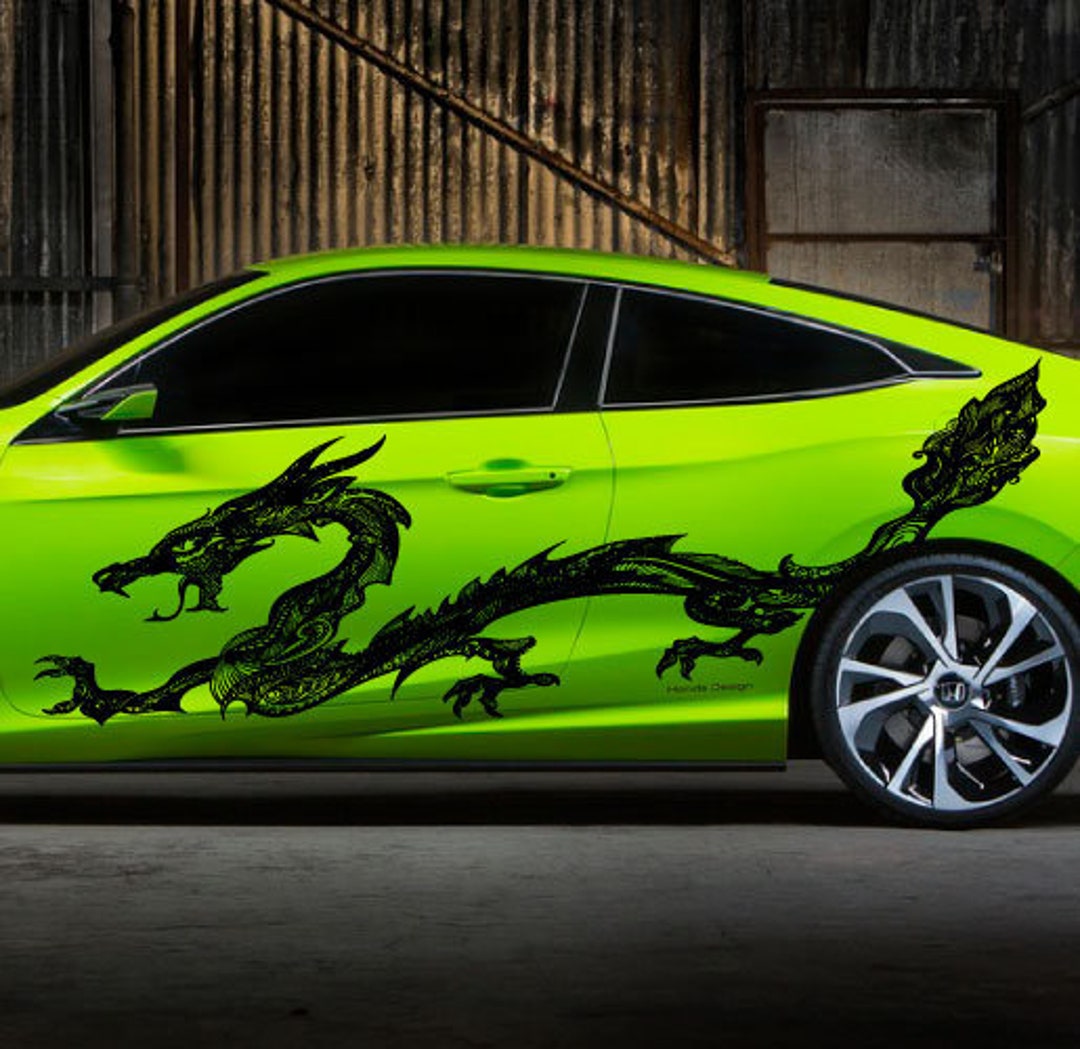 Dragon Tattoo Zen Detailed Graphic Vinyl Decal Side Vehicle Car Truck ...