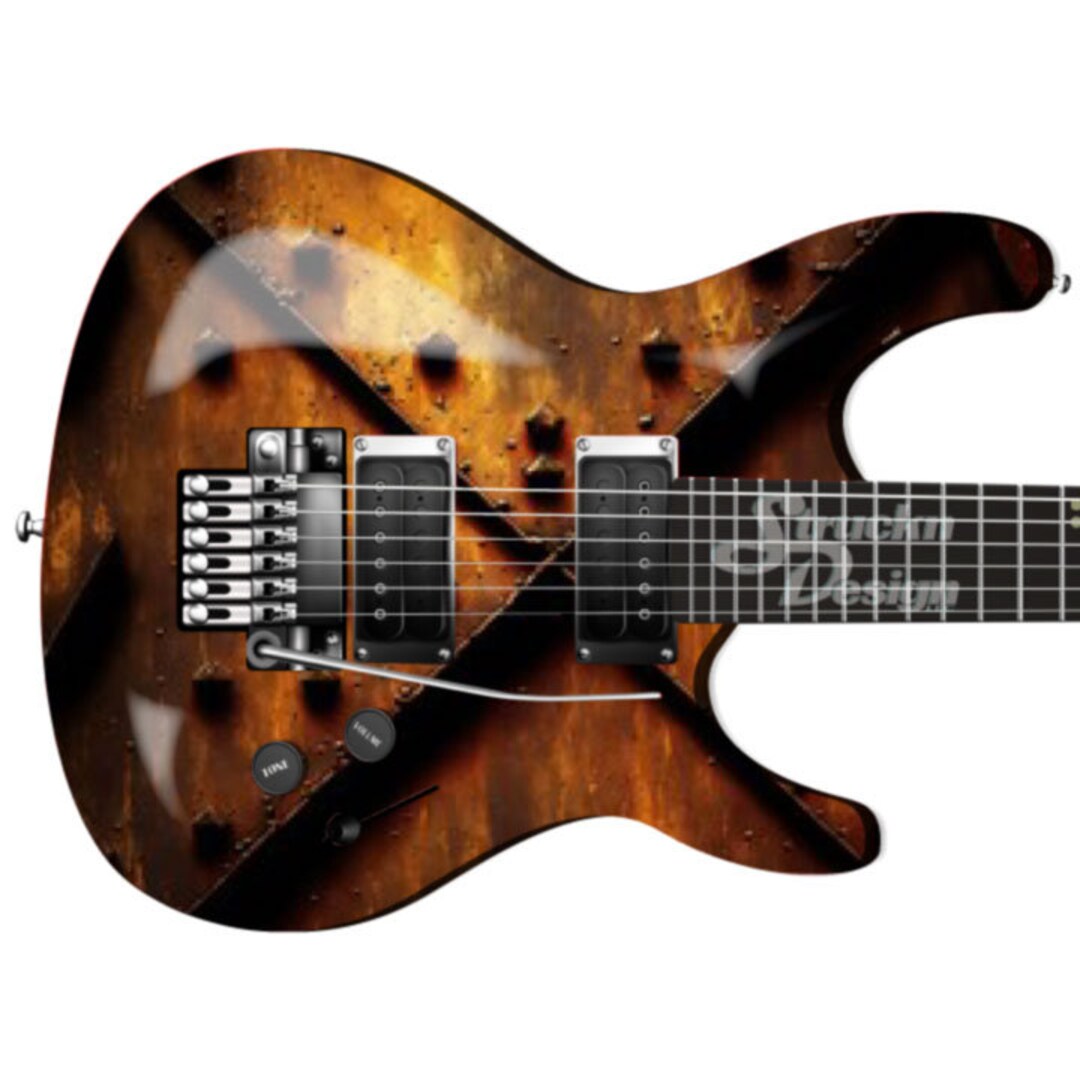 Rusty Metal Rivets Orange Bronze Guitar Bass Metal Vinyl Wrap Skin ...