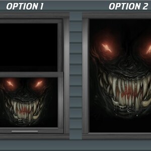 Angry Fierce Monster Face Horror Dark Window Backlit Wall Backdrop ...