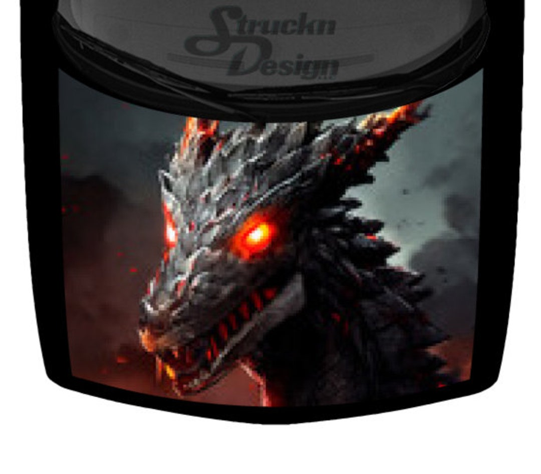 Red Glowing Eyed Rocky Dragon Spikey Grinning Truck Car Pickup Hood ...