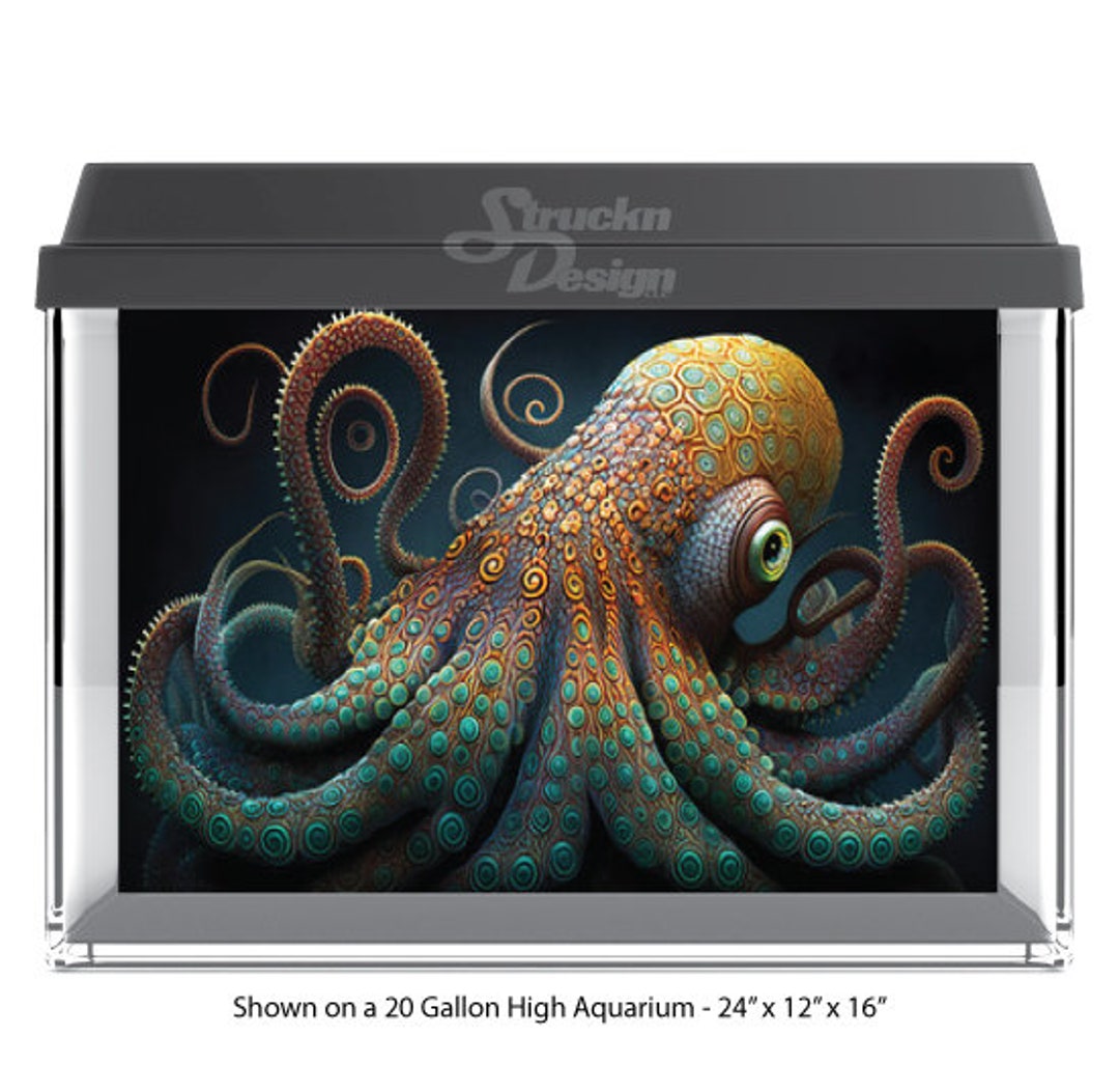 Orange Green Octopus Underwater Sea Ocean Cyan 10mil Polyester Fish ...