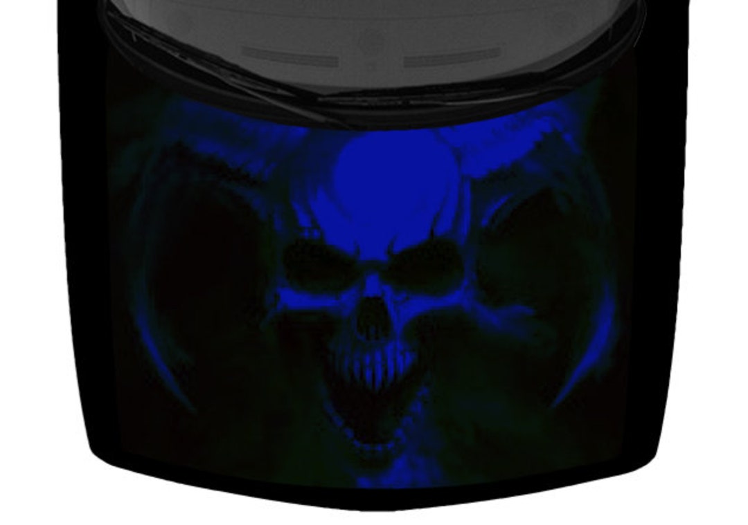 Screaming Devil Skull Dark Blue Design Black SUV Van Car Pickup Truck ...