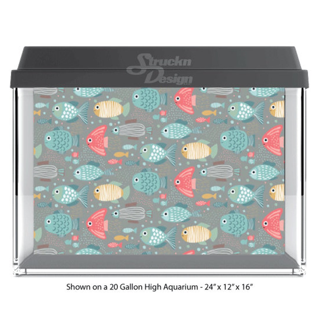 Colorful Fish Pattern Modern Cute Grey Beige Water 10mil Polyester ...