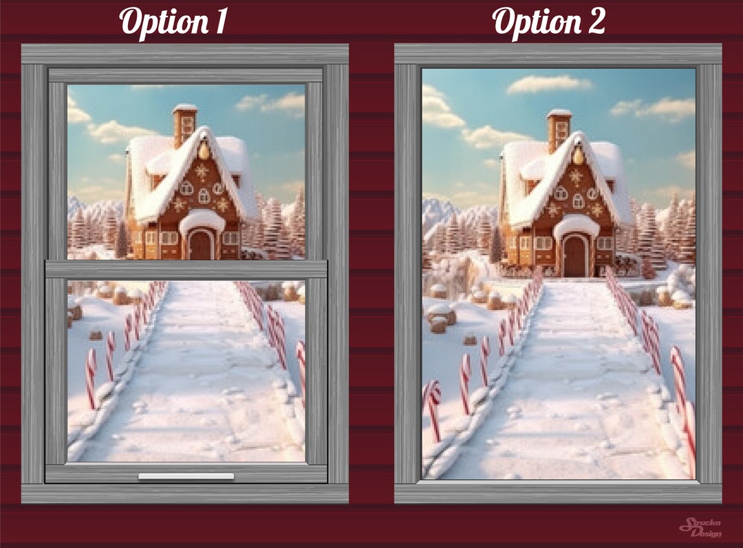 Gingerbread House Snow Covered Path Window Backlit Wall Backdrop Banner ...
