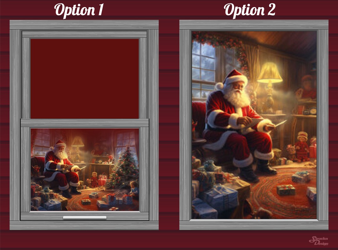 Cozy Santa Reading Fireplace Christmas Window Backlit Wall Backdrop ...