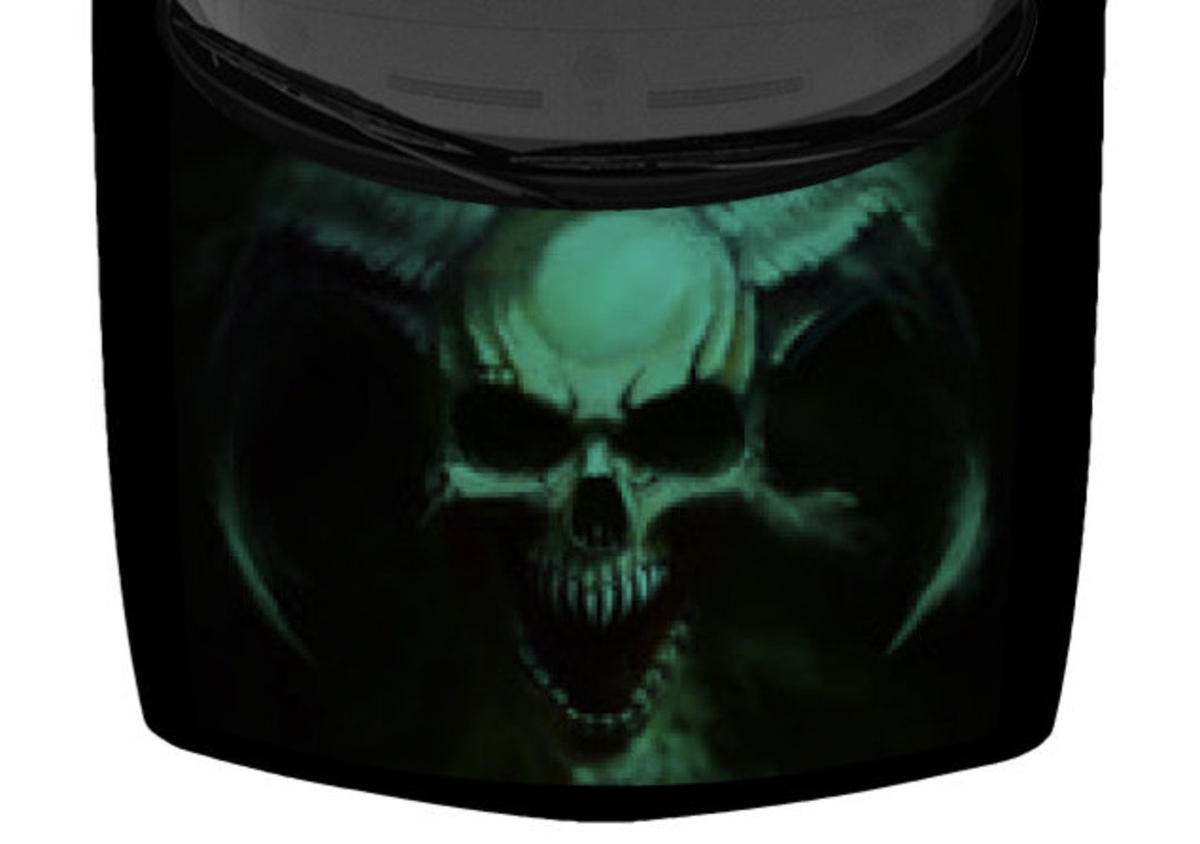 Dark Teal Screaming Devil Skull Design Black SUV Van Car Pickup Truck ...