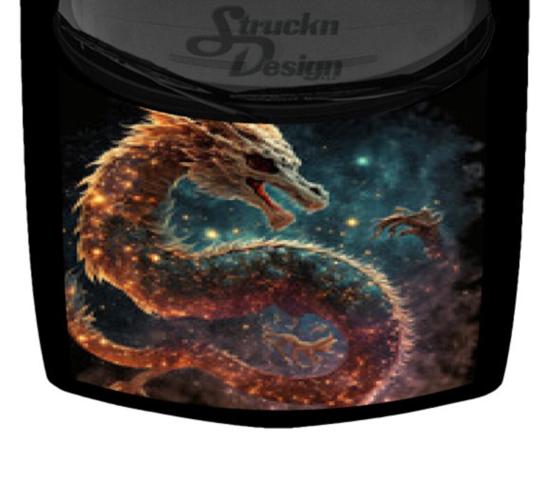 Curving Colorful Snake Dragon Design Black SUV Van Car Pickup Truck ...