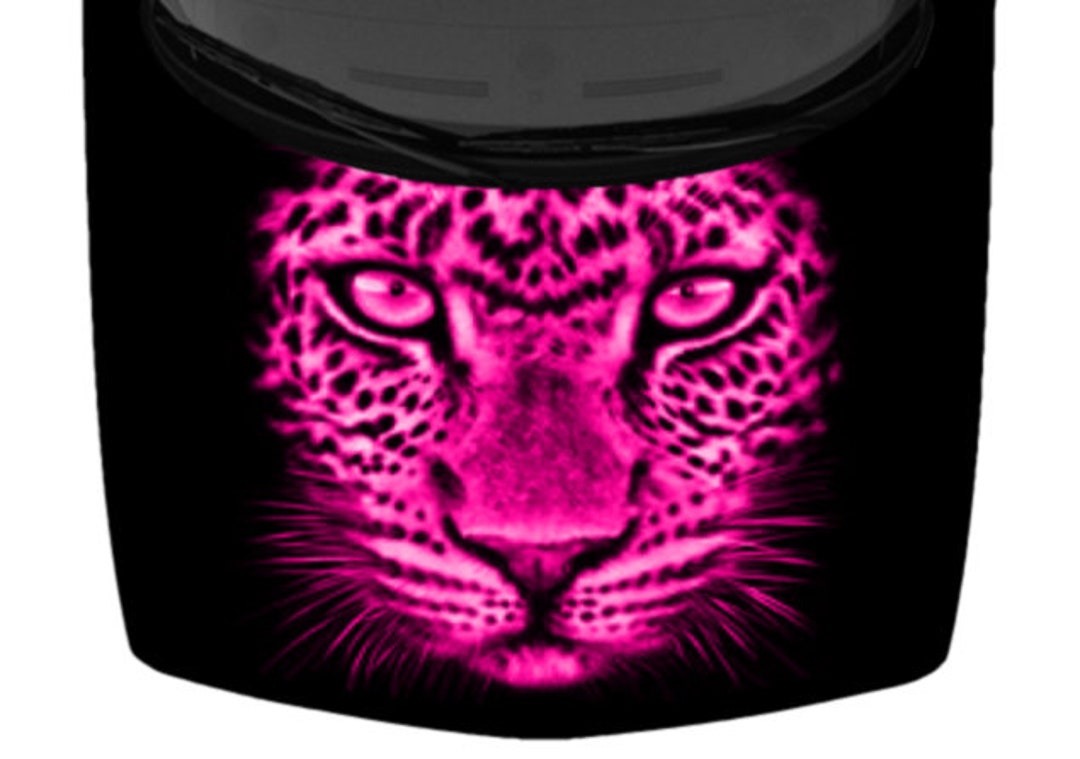 Hot Pink Grunge Leopard Fierce Face Spots Eyes US Car Pickup Truck Hood ...