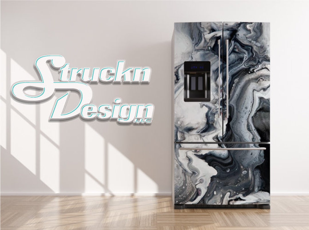 Abstract Marble Texture Grey White Black Blue Refrigerator Fridge ...