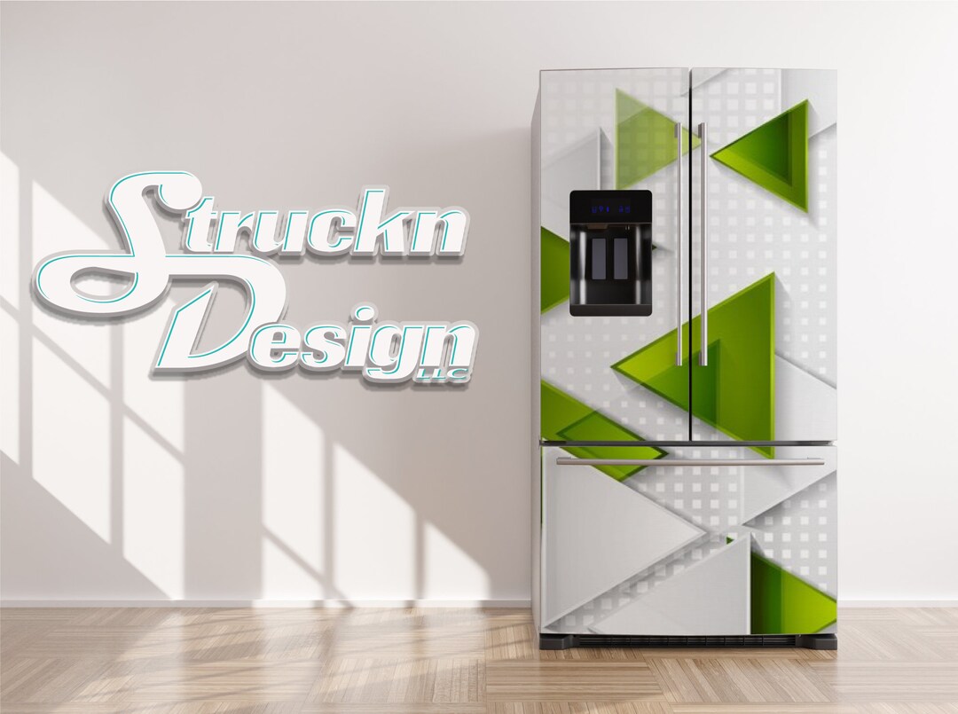 Green White Gray Triangles Dotted Design Refrigerator Fridge Freezer ...