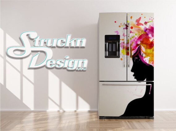Flower Butterly Hair Woman Bright Color Refrigerator Fridge - Etsy