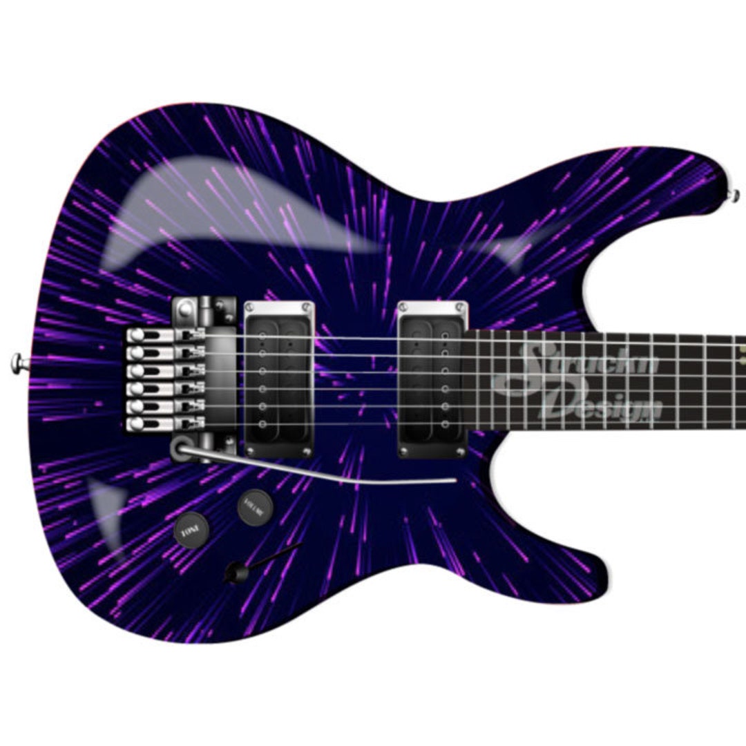 Glowing Shooting Violet Sparks Guitar Bass Metal Vinyl Wrap Skin Decal ...
