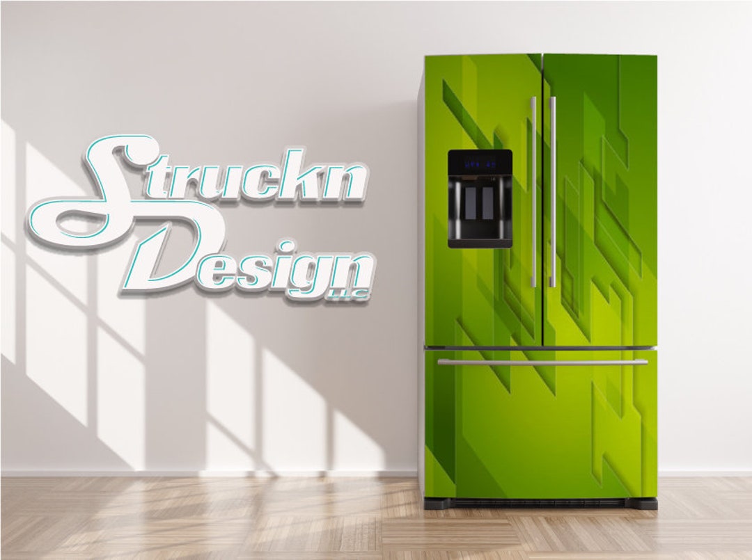 Lime Green Overlapping Rectangles Refrigerator Fridge Freezer Wrap Side ...