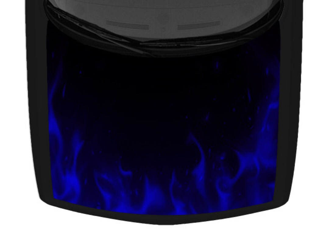 Dark Blue Burning Flames Ember Design Black SUV Van Car Pickup Truck ...