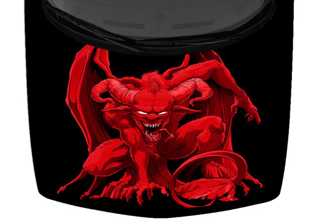 Winged Devil Satan Horned Red Demon Crouching Teeth Pickup Car SUV ...