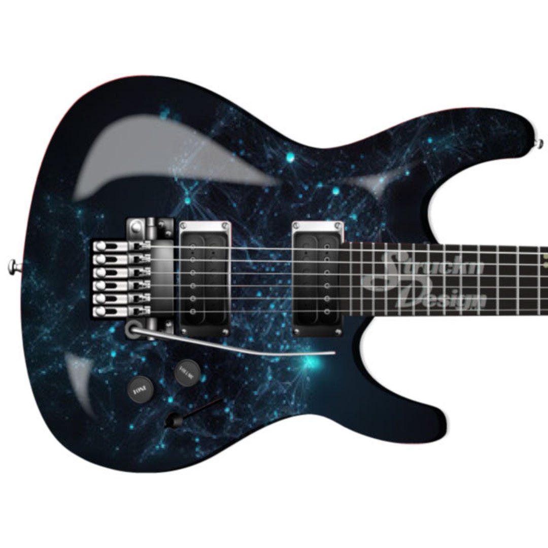 Cyan Galaxy Stars Black Blue Guitar Bass Metal Vinyl Wrap Skin Decal ...