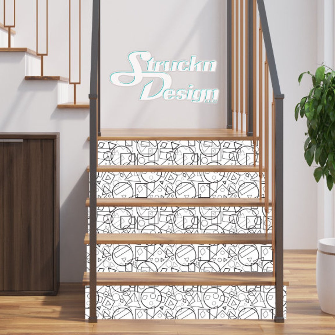 Abstract Geometric Design Staircase Wrap Vinyl Mural Skin Decal Bubble ...