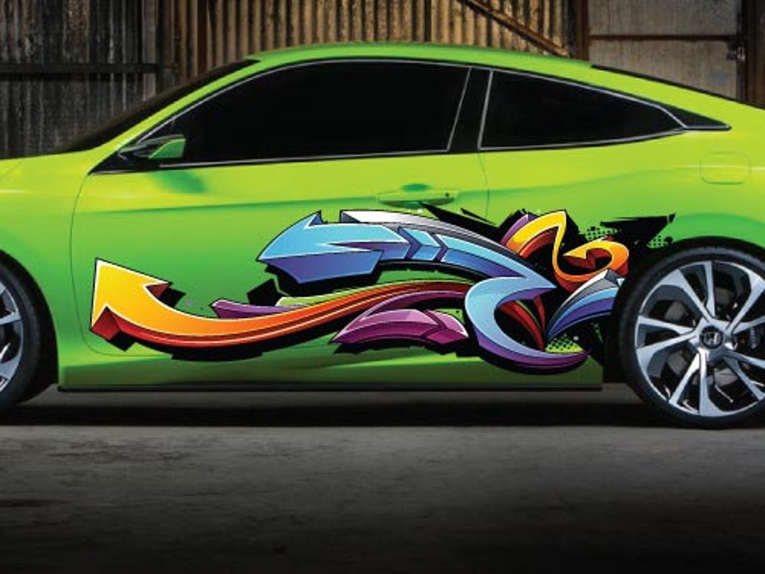 Colorful Graffiti Arrows Grunge Vinyl Classic Side Doors Graphic Vinyl ...