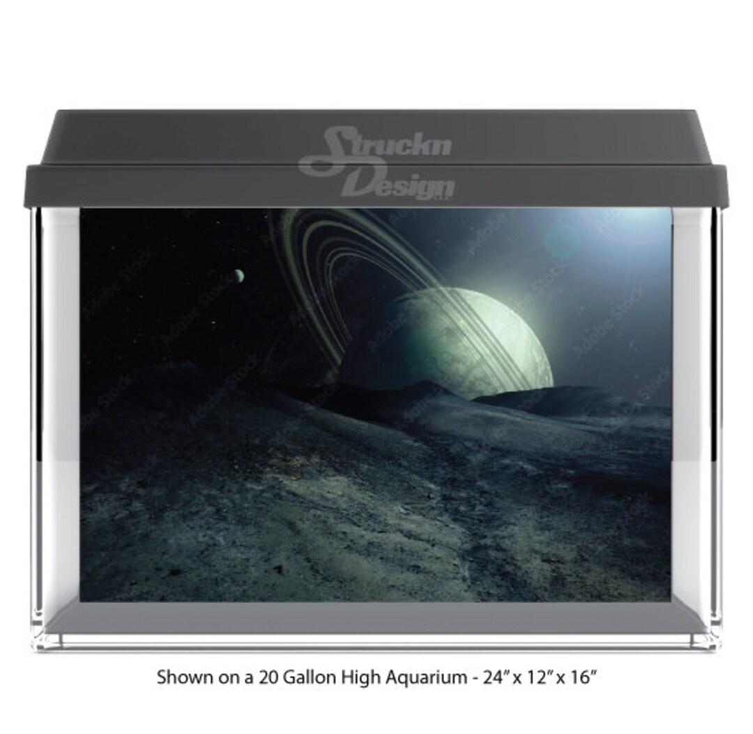 Deep Space Sci Fi Ringed Planet Rocky Surface 10mil Polyester Aquarium ...