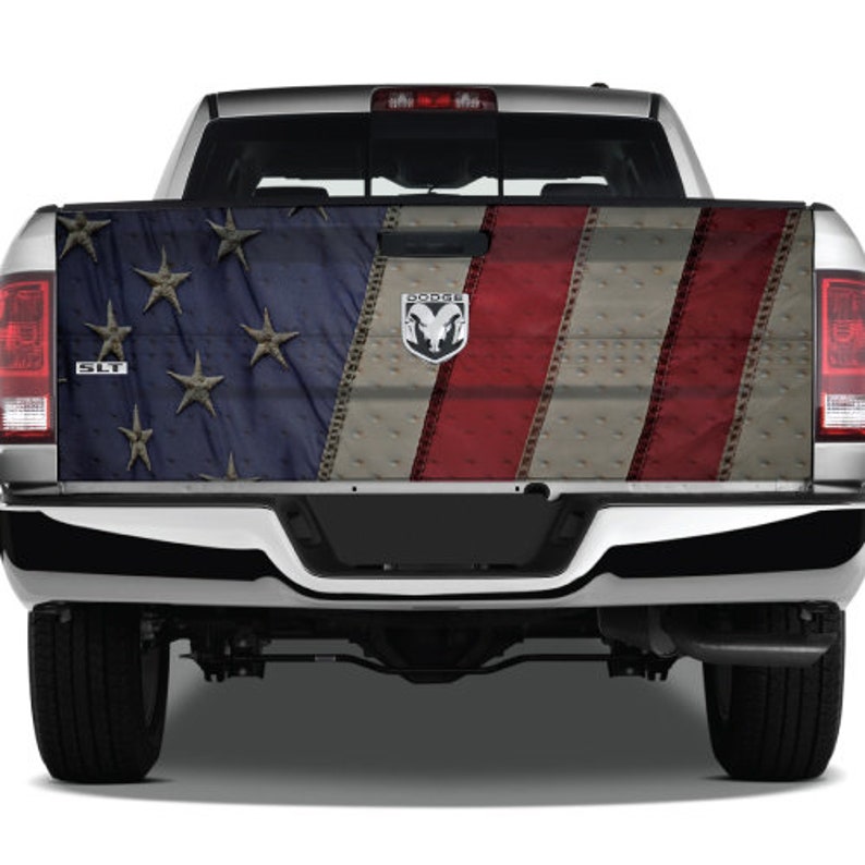 American Flag Metal Rivets Rust Wrap Graphic Tailgate Vinyl | Etsy