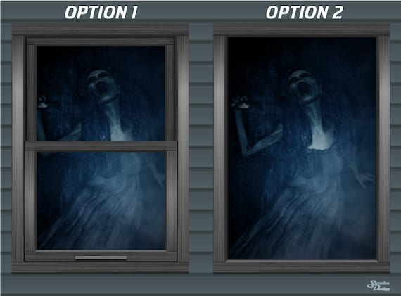 Horror Blue Tint Scary Woman Ghost Window Backlit Wall - Etsy