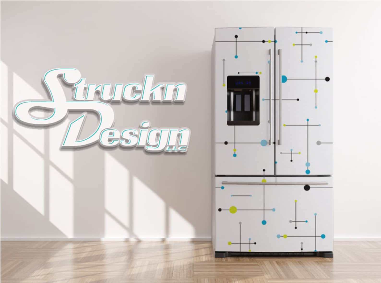 Vintage 50s Atomic Pattern Blue Green Dots Refrigerator Fridge - Etsy