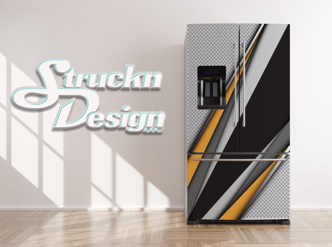 Gray Black Dotted Orange Triangle Shapes Refrigerator Fridge Freezer ...