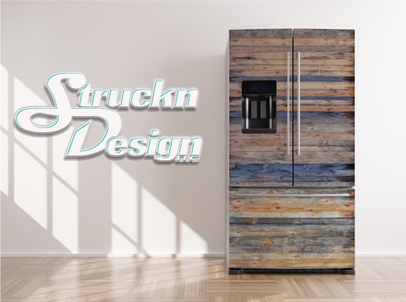Rustic Wood Planks Tan Blue Barn Style Art Refrigerator Fridge - Etsy