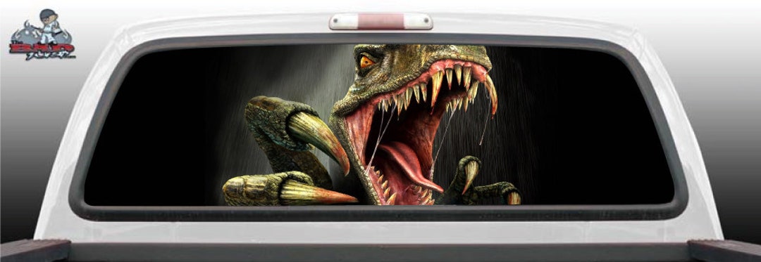 Raptor Small Teeth Glass Rear Window Decal Graphic Truck Perf Vinyl ...