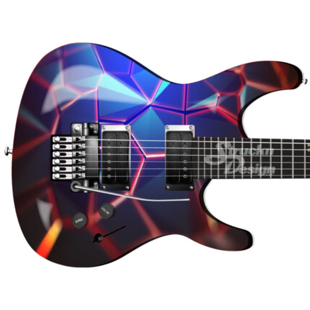 Blue Red Cracked Light Neon Guitar Bass Metal Vinyl Wrap Skin Decal ...